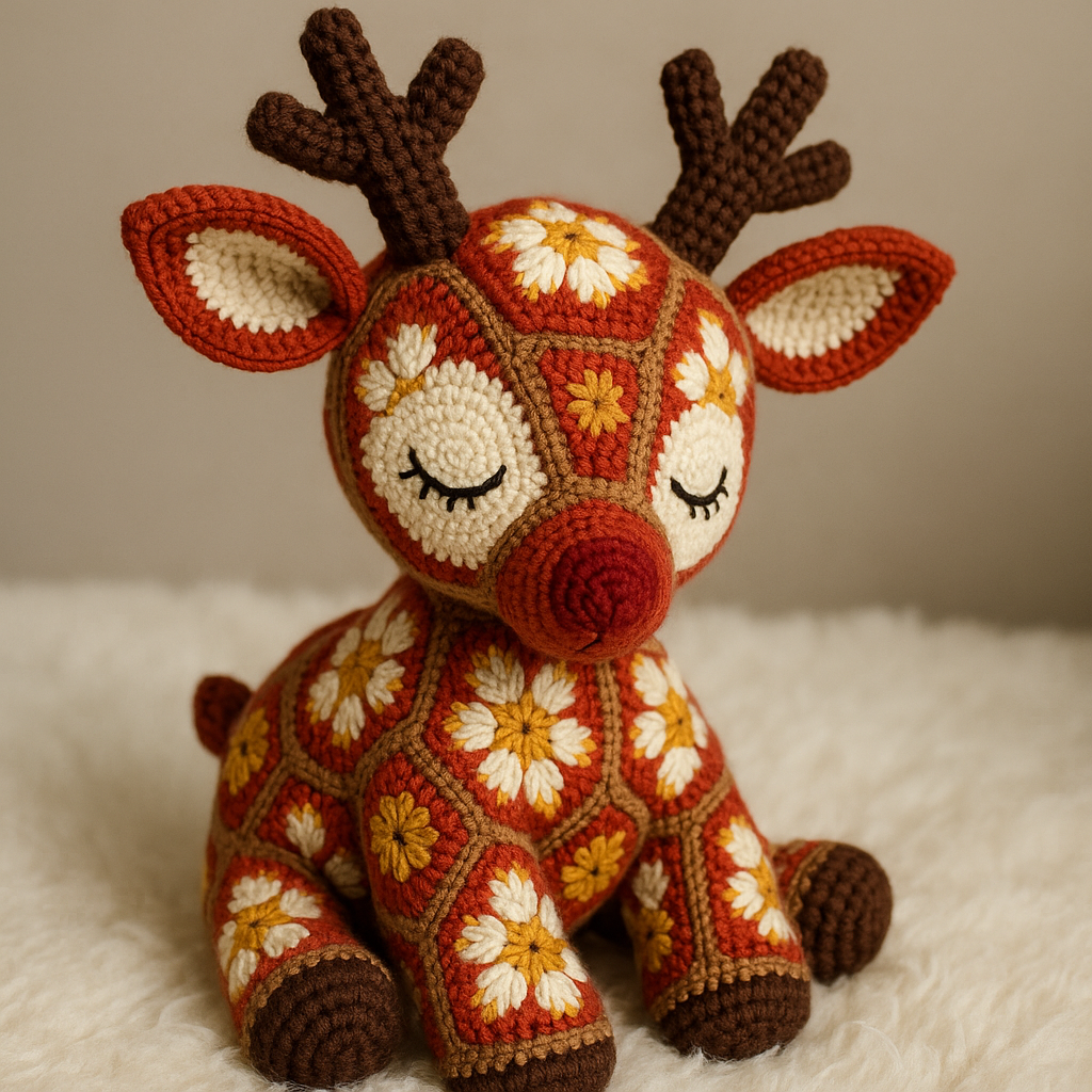 Reindeer African flowers Crochet Pattern – Crochify